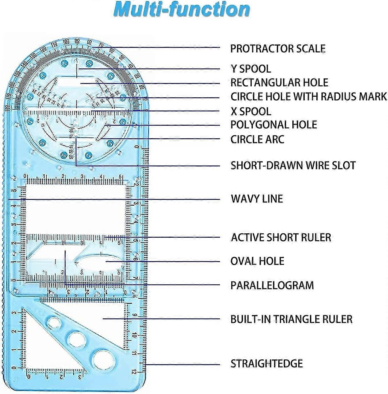 Multifunctional Geometric Ruler, Mathematics Drawing Ruler, Geometric ...