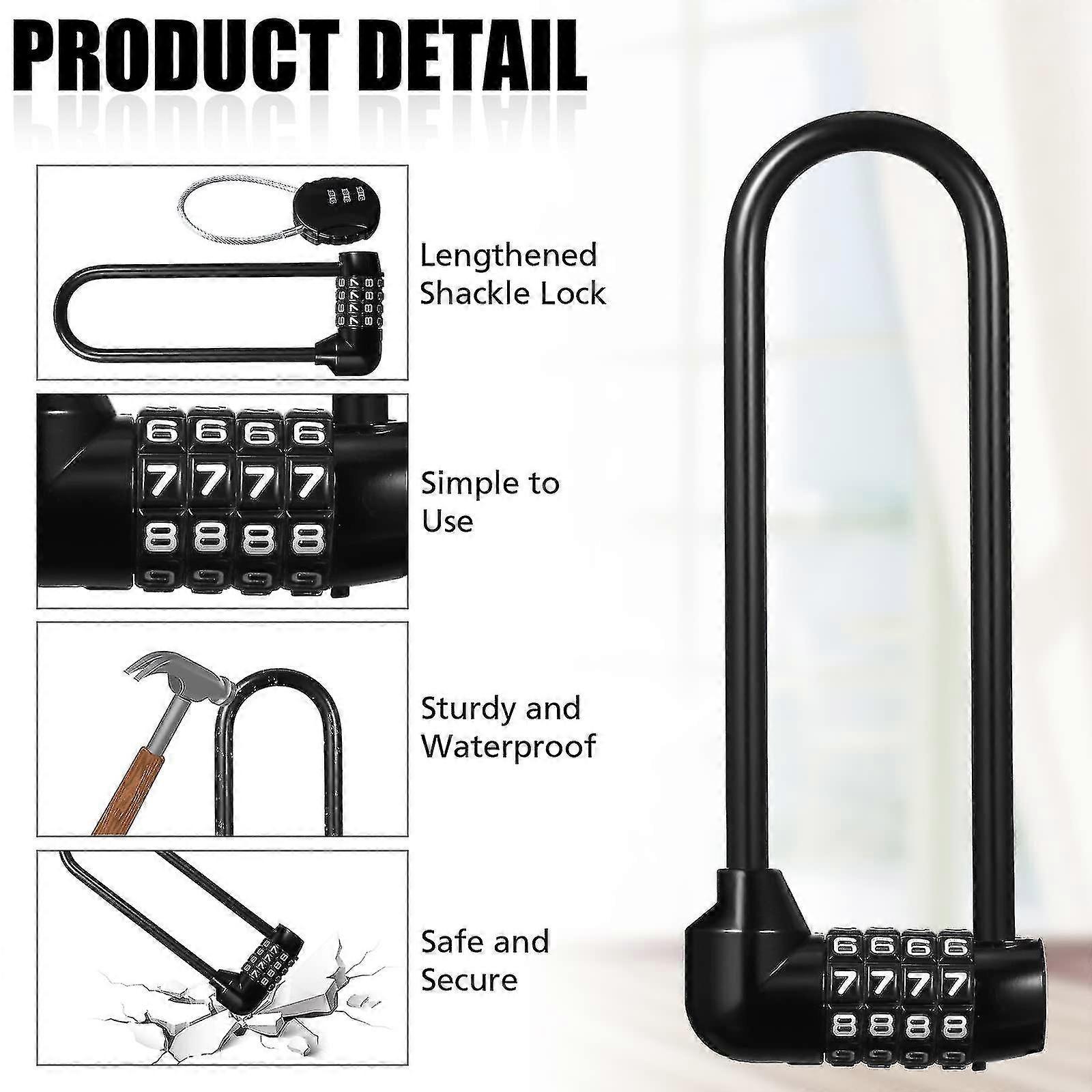 4 Digit Combination Padlock 5.5" Heavy Duty Outdoor Waterproof Lock ...