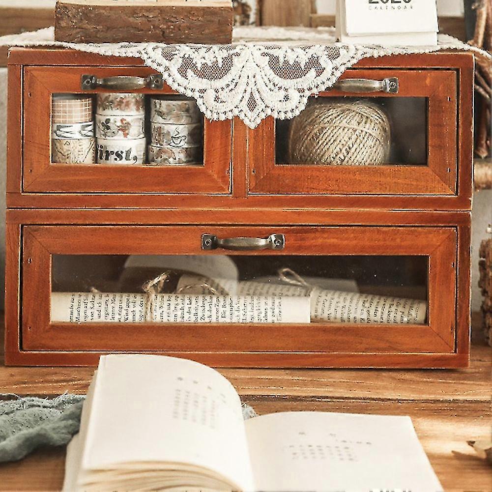 Computer Monitor Heightened Office Wooden Desktop Storage Box Glass ...