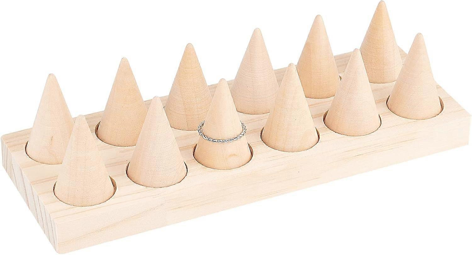 12 Pcs Wooden Cone Display Stand with Display Tray, Finger Rings Cone ...