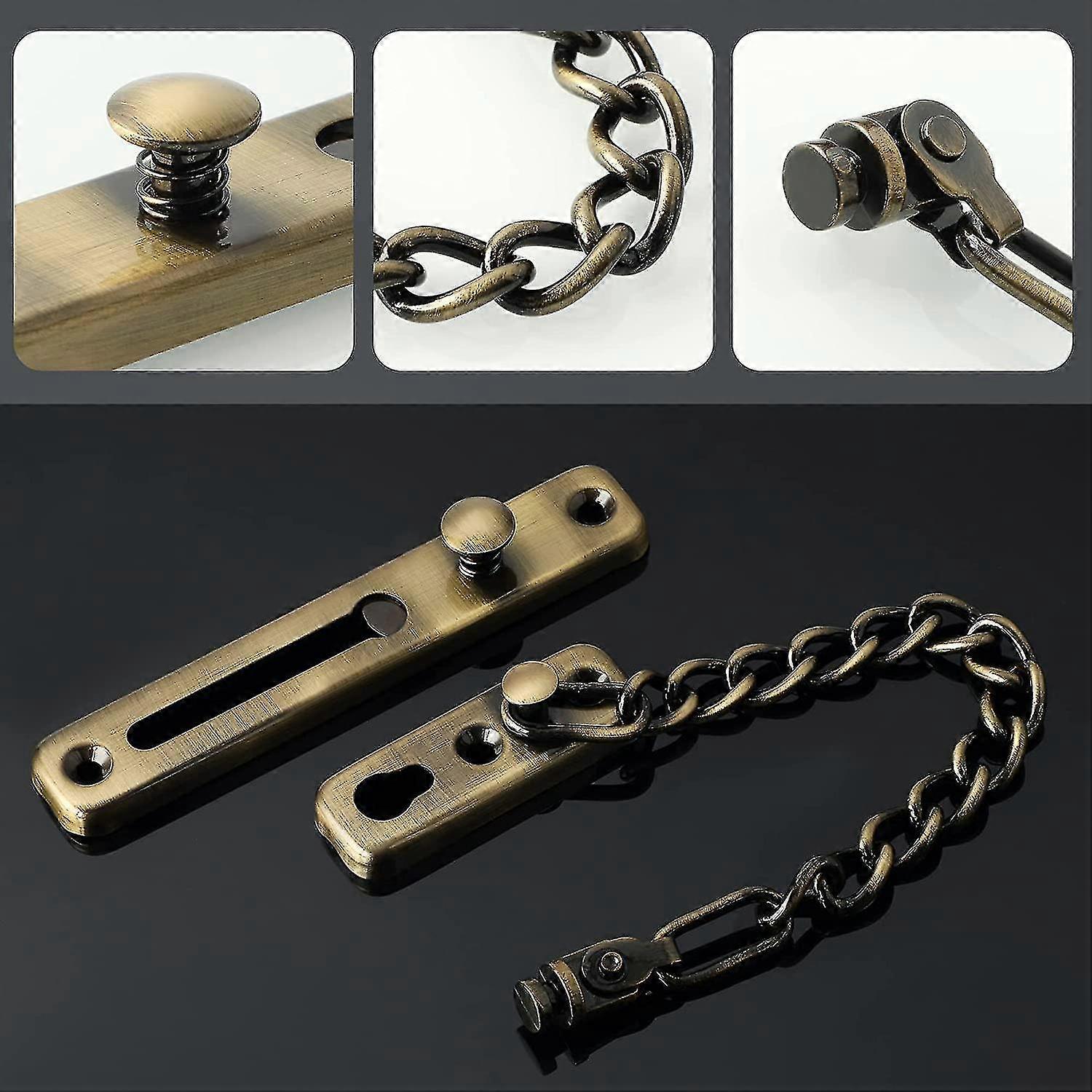 Bronze Security Door Chain Limiter - Anti-theft Spring Loaded Latch for ...