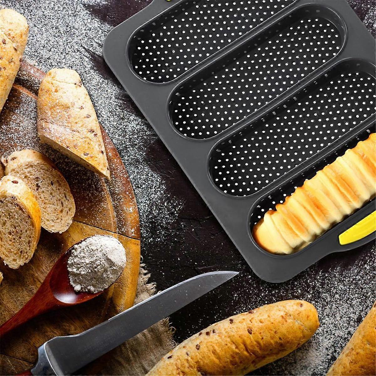 Silicone French Bread Pan and Hamburger Bun Pan Set Nonstick 4 Wave ...