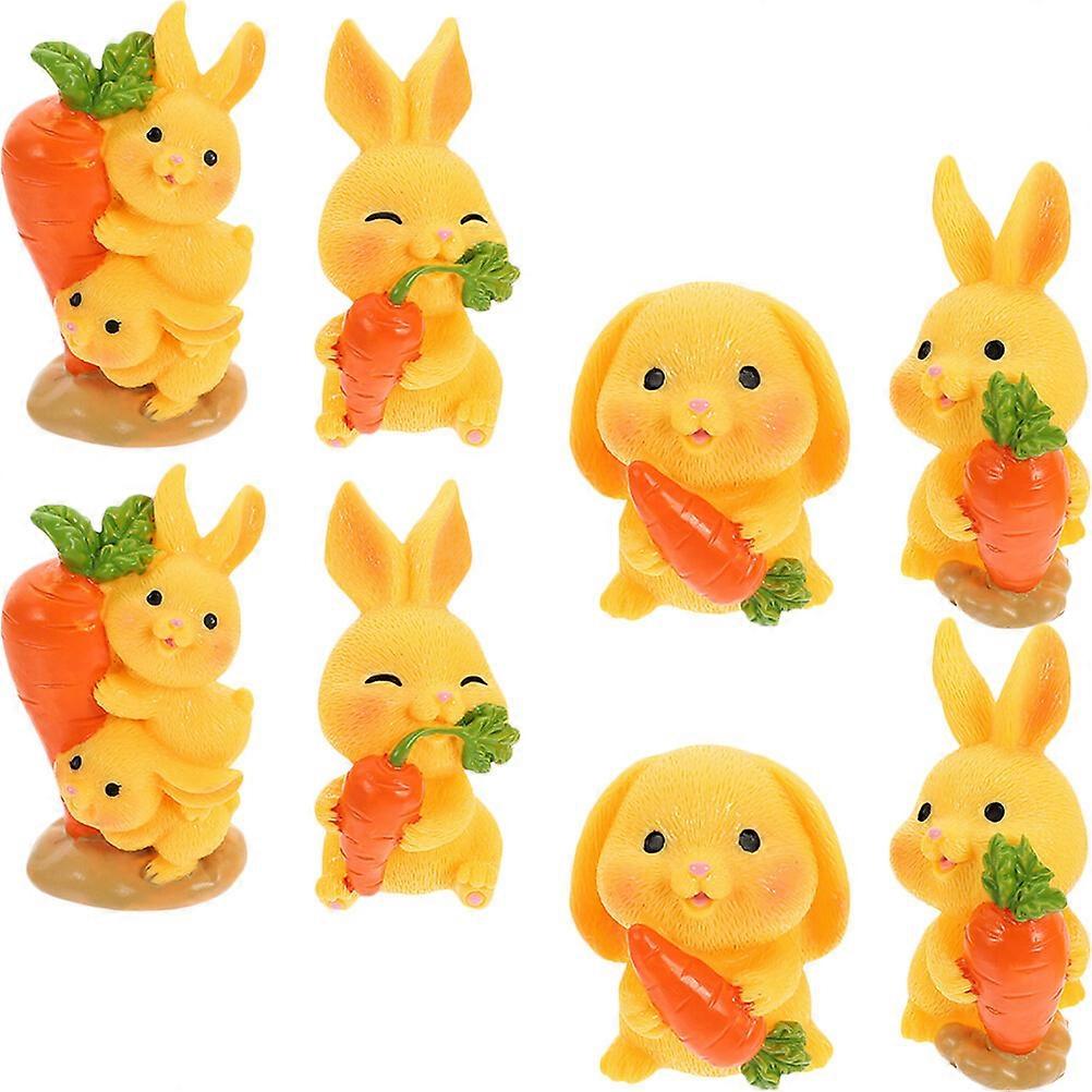8pcs Cute Bunny Miniature Rabbit Figurines DIY Resin Bunny Decorations ...