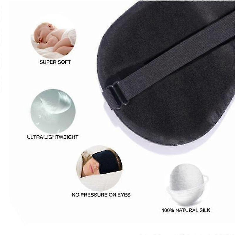 Silk Sleeping Mask, Black, Luxury Sleep Aid For Restful Nights | Fruugo UK