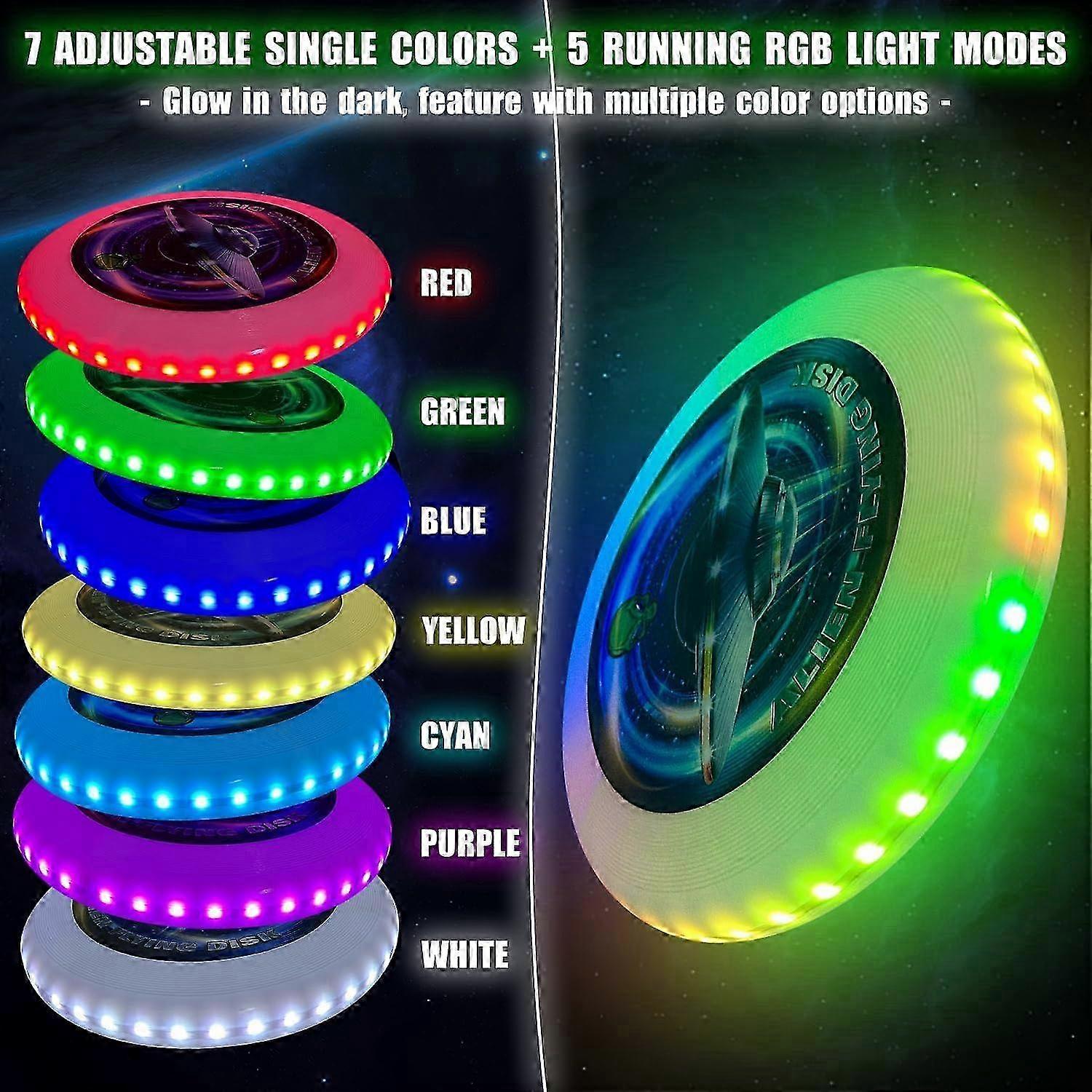 Glow in The Dark LED Flying Disc- 38 RGB LED Lights, 7+5 Light Modes ...