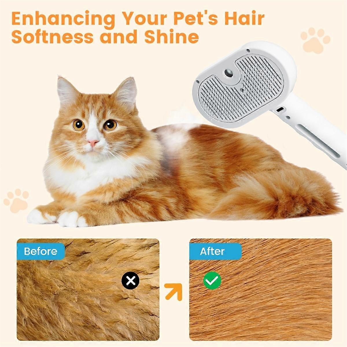 Pet Steam Brush for Dog Pet Steam Brush 4-in-1 Self-Cleaning Steam Pet ...