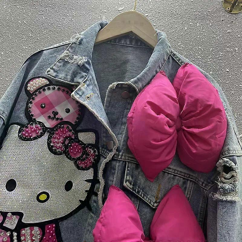 MINISO Hello Kitty Cartoon Denim Jacket Women Spring Autumn Sanrio ...