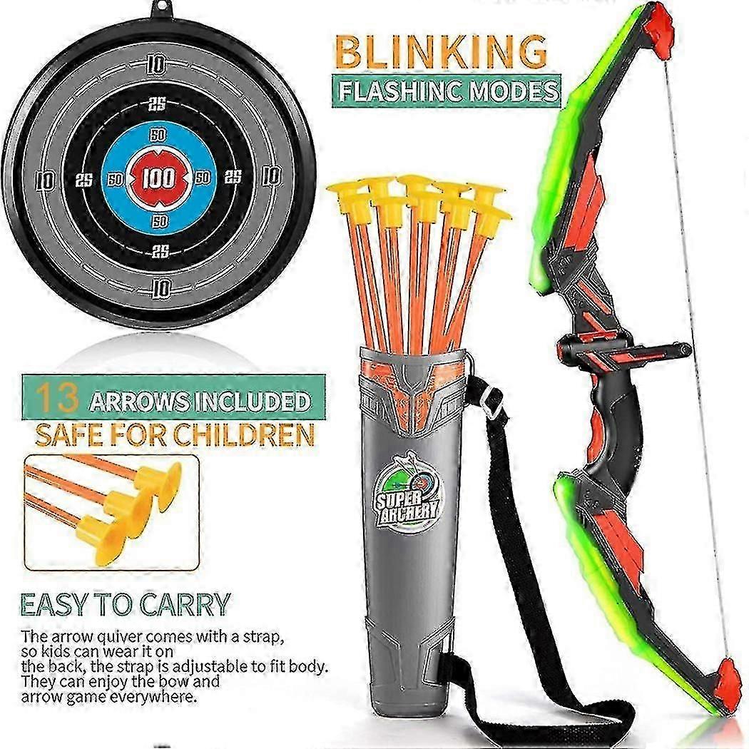 Bow And Archer Set - Archery Toy Set - Led With 10 Suction Cup Arrows ...