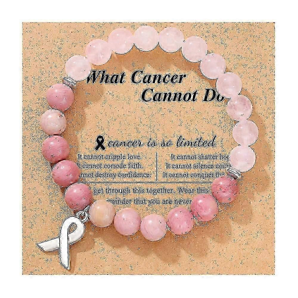 Cancer Awareness Bracelet Natural Stone Beaded Bracelets Inspirational ...