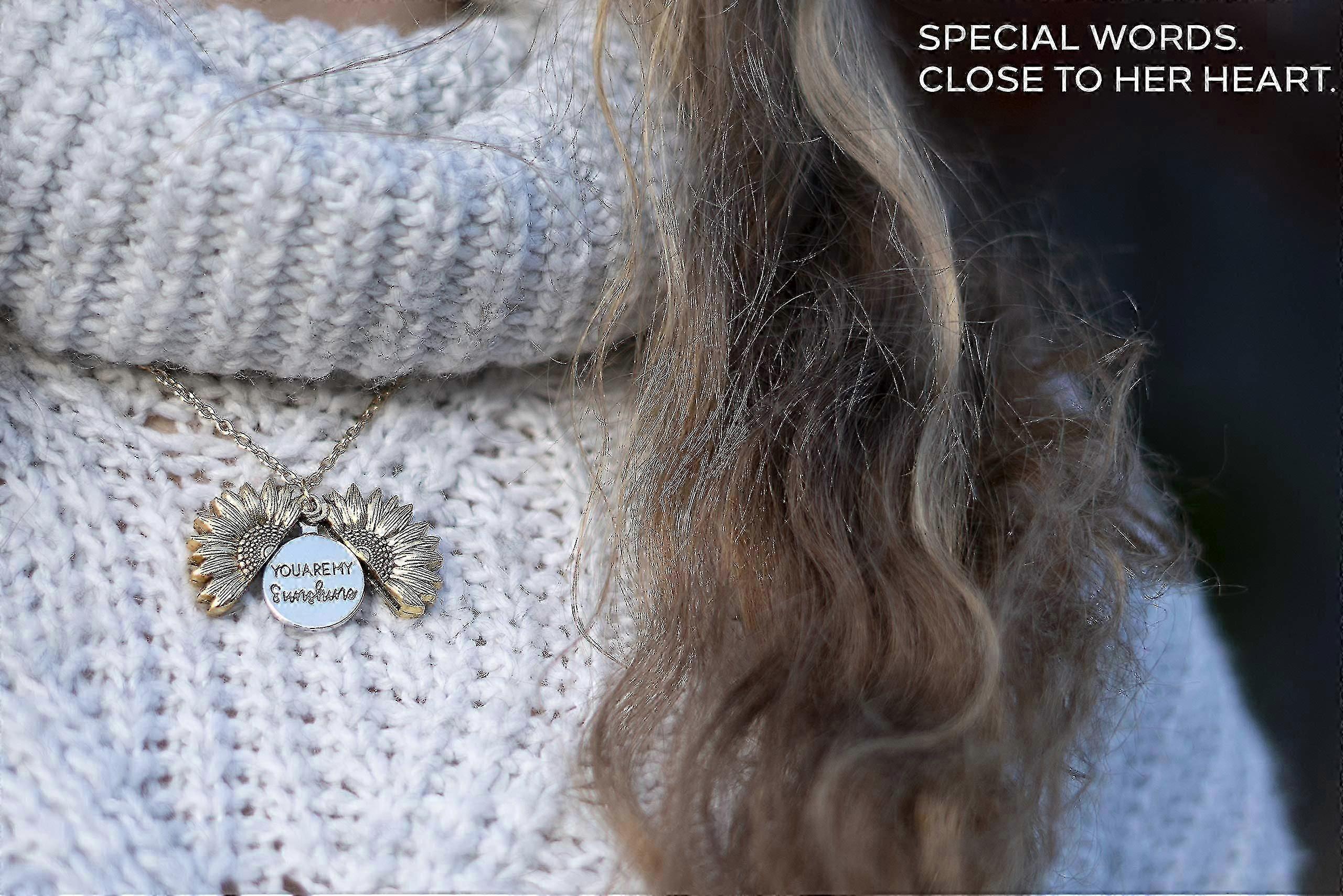 You Are My Sunshine Necklace - Sunflower Necklace Locket With Engraved ...