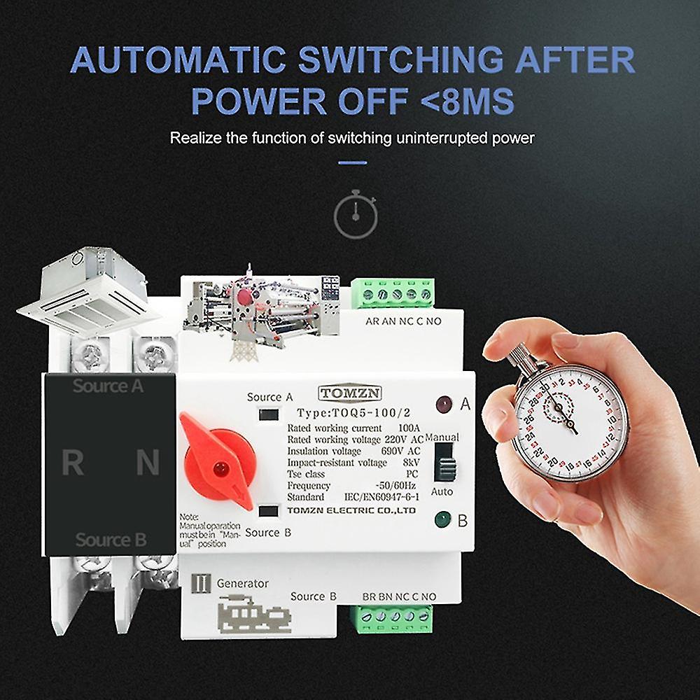 Din Rail 2p Ats Dual Power Automatic Transfer Switch Electrical Selector Switches Uninterrupted ...