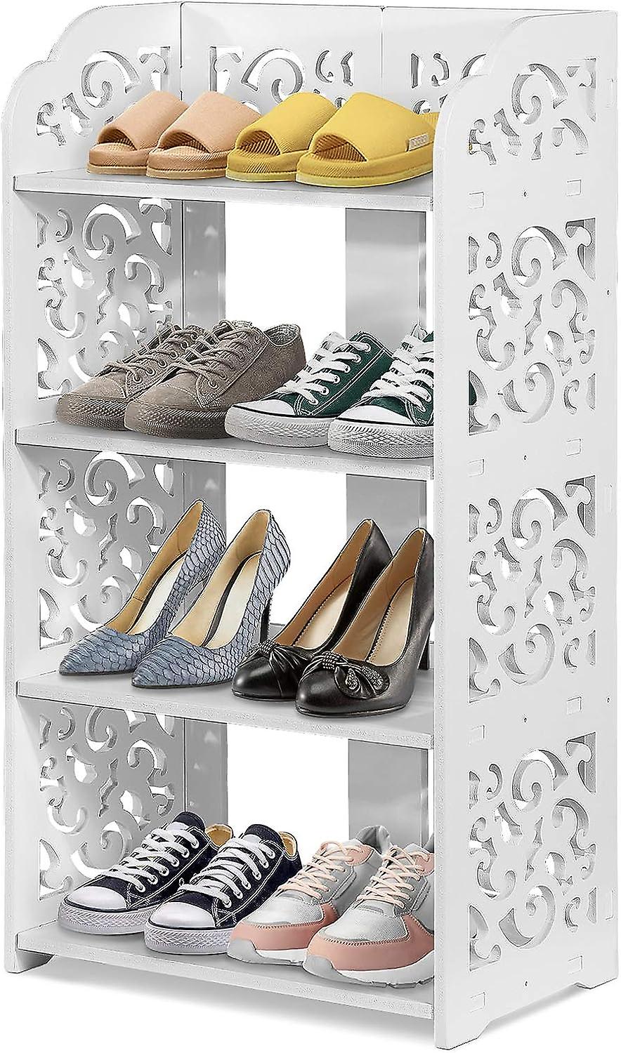 4 Tier Shoe Rack, Hollow Out Shoe Racks Storage Cupboard, Modern ...