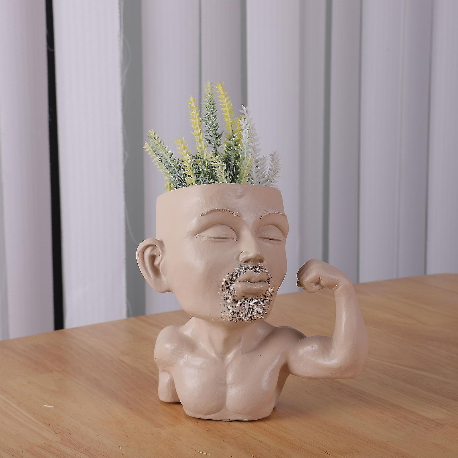Men Face Flower Pot Head Planter Pot Succulent Planter Cute Resin ...