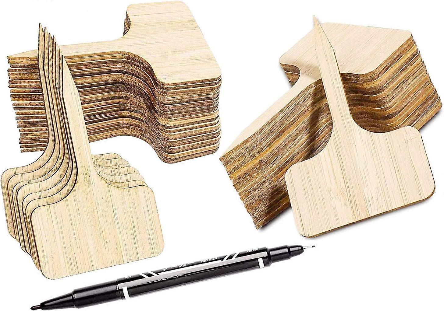 50 pieces of bamboo plant labels, T-shaped wooden plant labels, seed ...