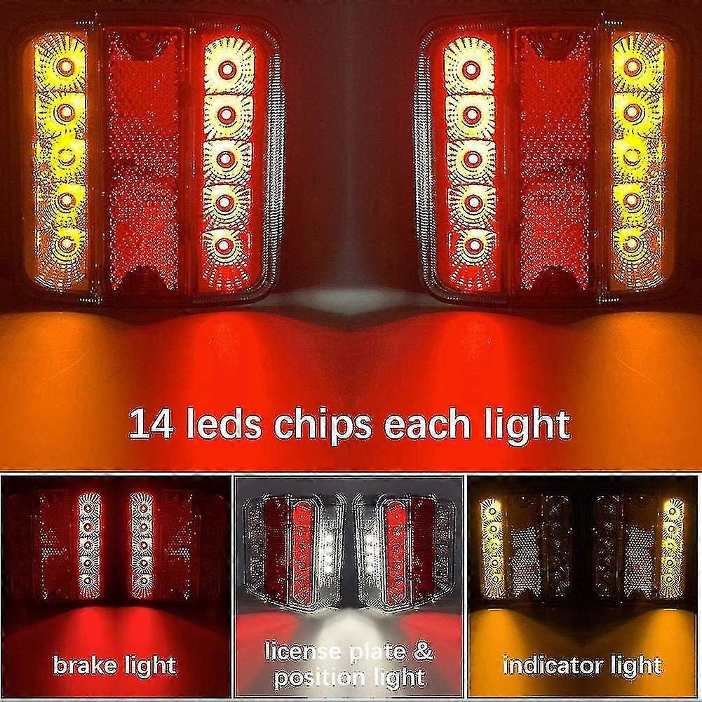 2 Pcs Led Trailer Tail Lights, Universal Trailer Tail Light 4 Function ...