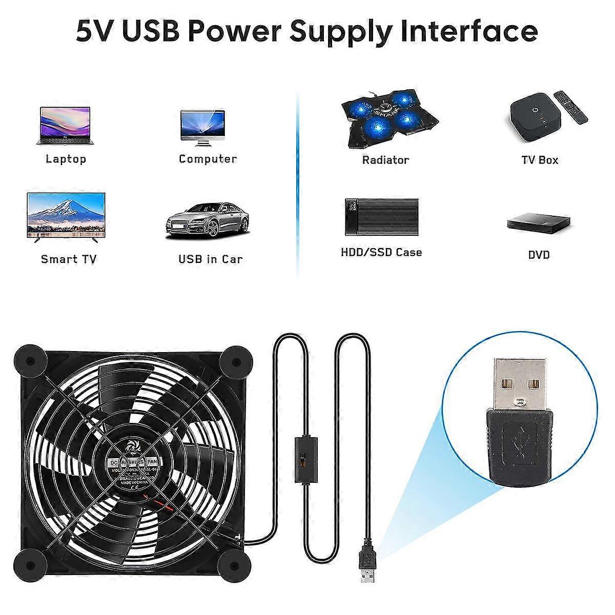 Router Fan DIY PC Cooler TV Box Cooling Silent Quiet DC 5V USB Power ...