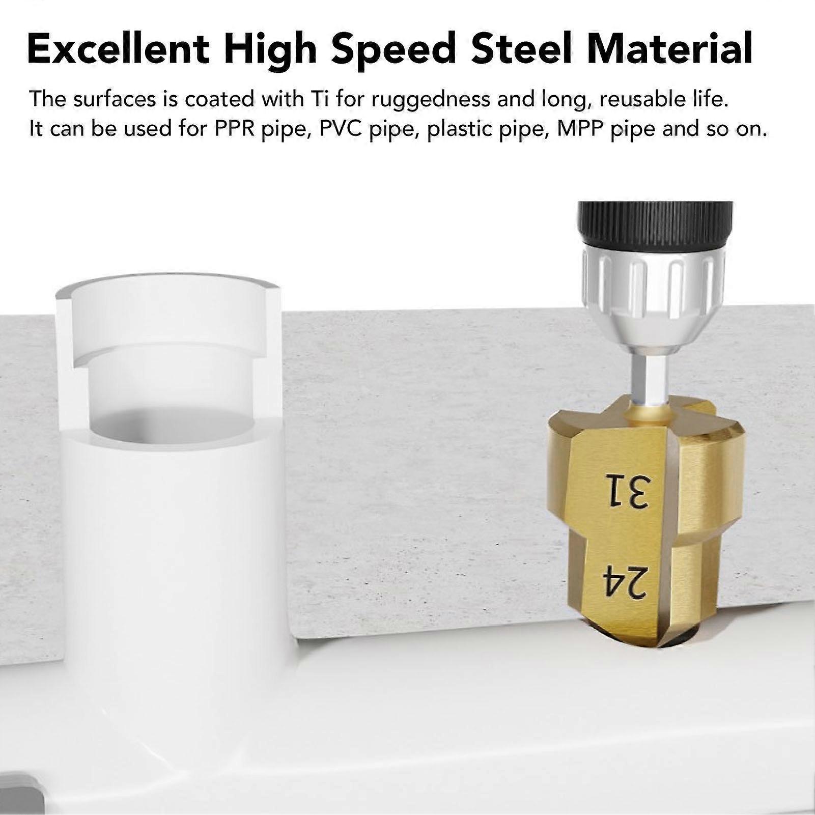 3PCS Set Pipe Reaming Drill Bit Set Hex Shank PPR High Speed Steel Pipe ...