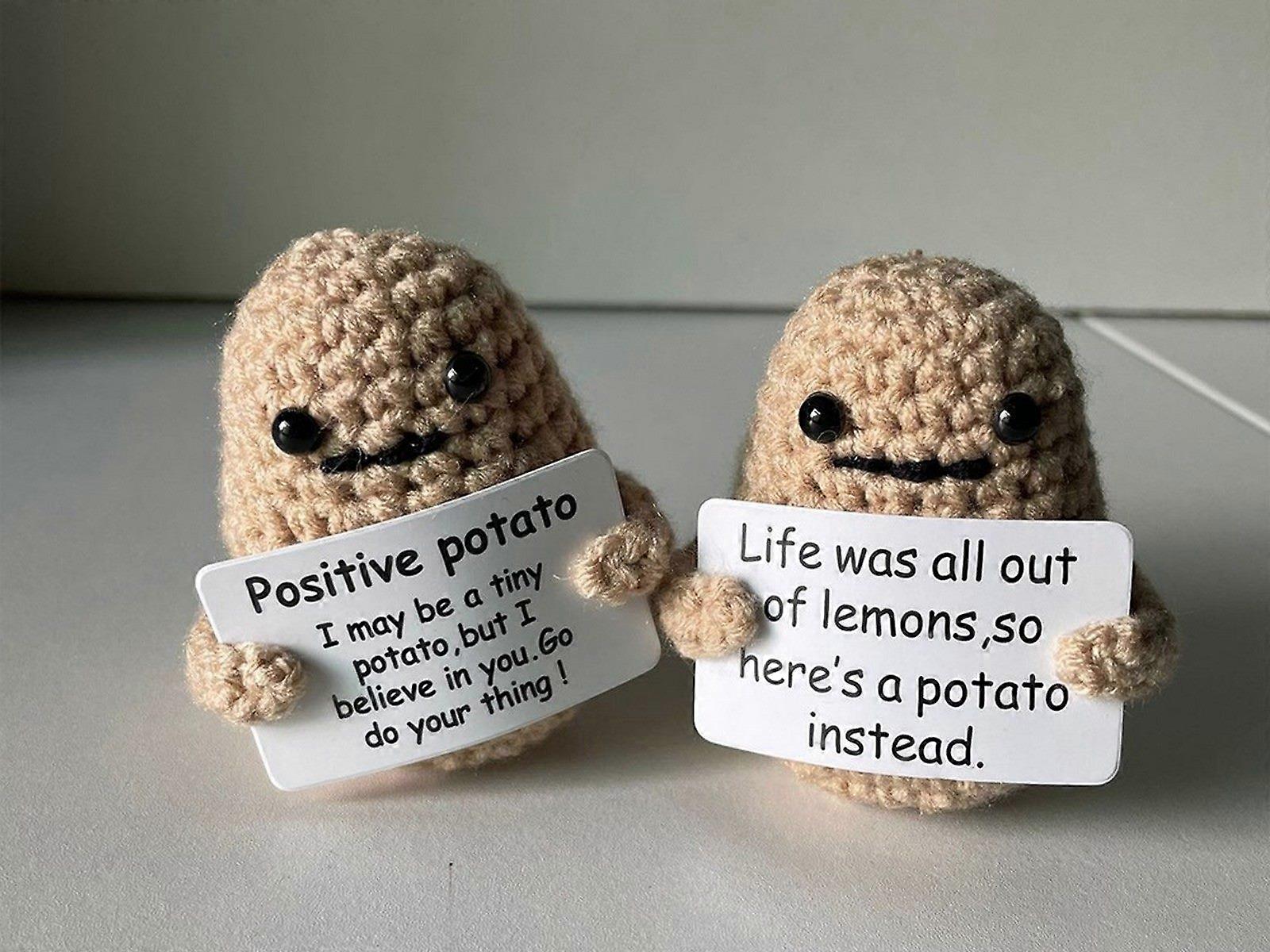 2PCS Positive Potato Dolls with Card Knitted Potato Inspired Toy Home ...