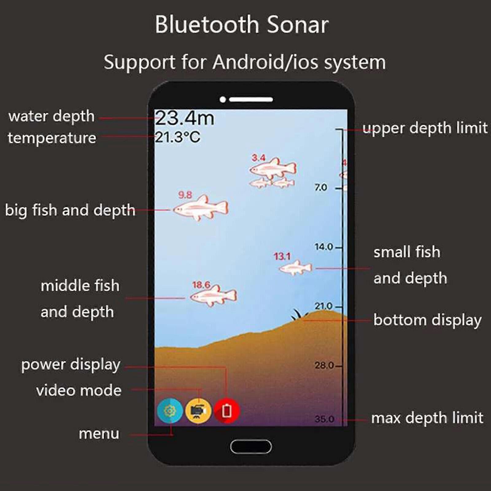 Smart Bluetooth Sonar Fish Finder - iOS/Android Compatible, Portable ...