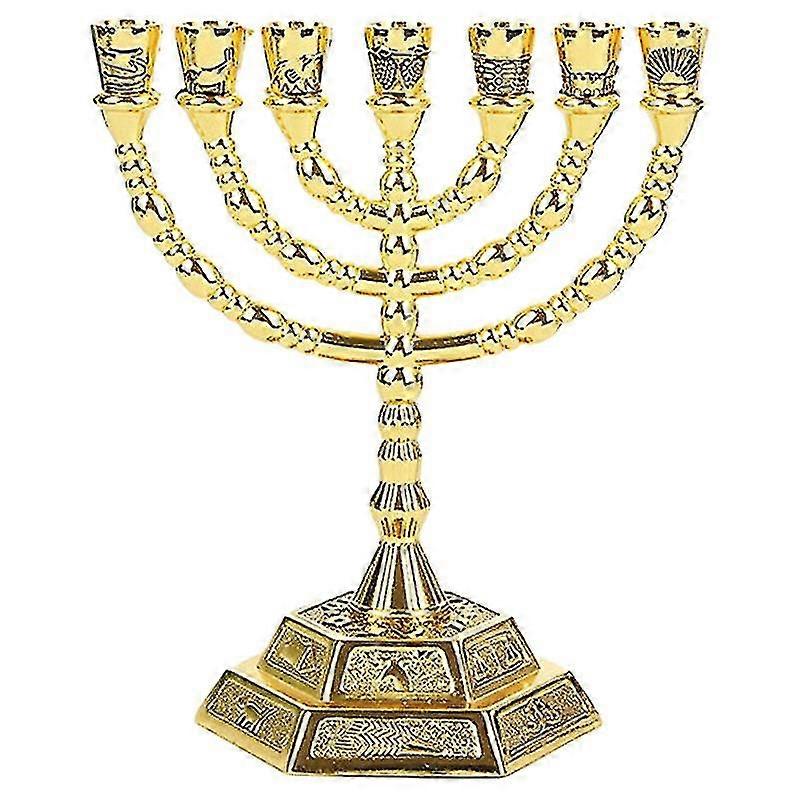 Golden Jewish Candle-holders Religions Candelabra Hanukkah Candlesticks ...