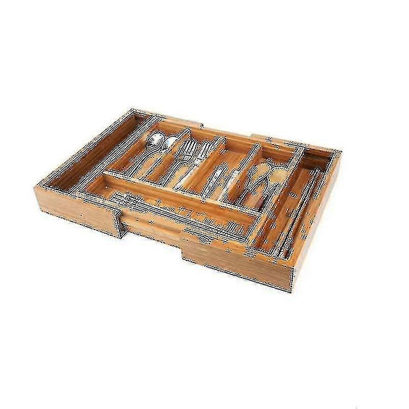 Natural Bamboo Expandable Cutlery Tray Drawer Organizer | Fruugo UK