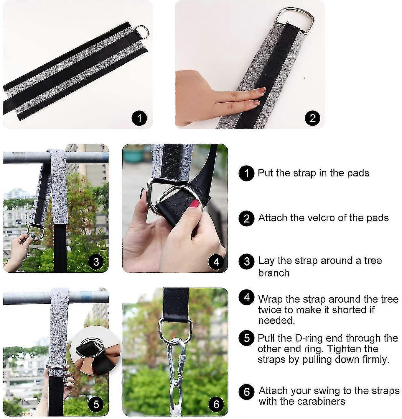 Swing Connection Strap Set, 2 Protective Pads, 2 Carabiner Buckles, 1 ...