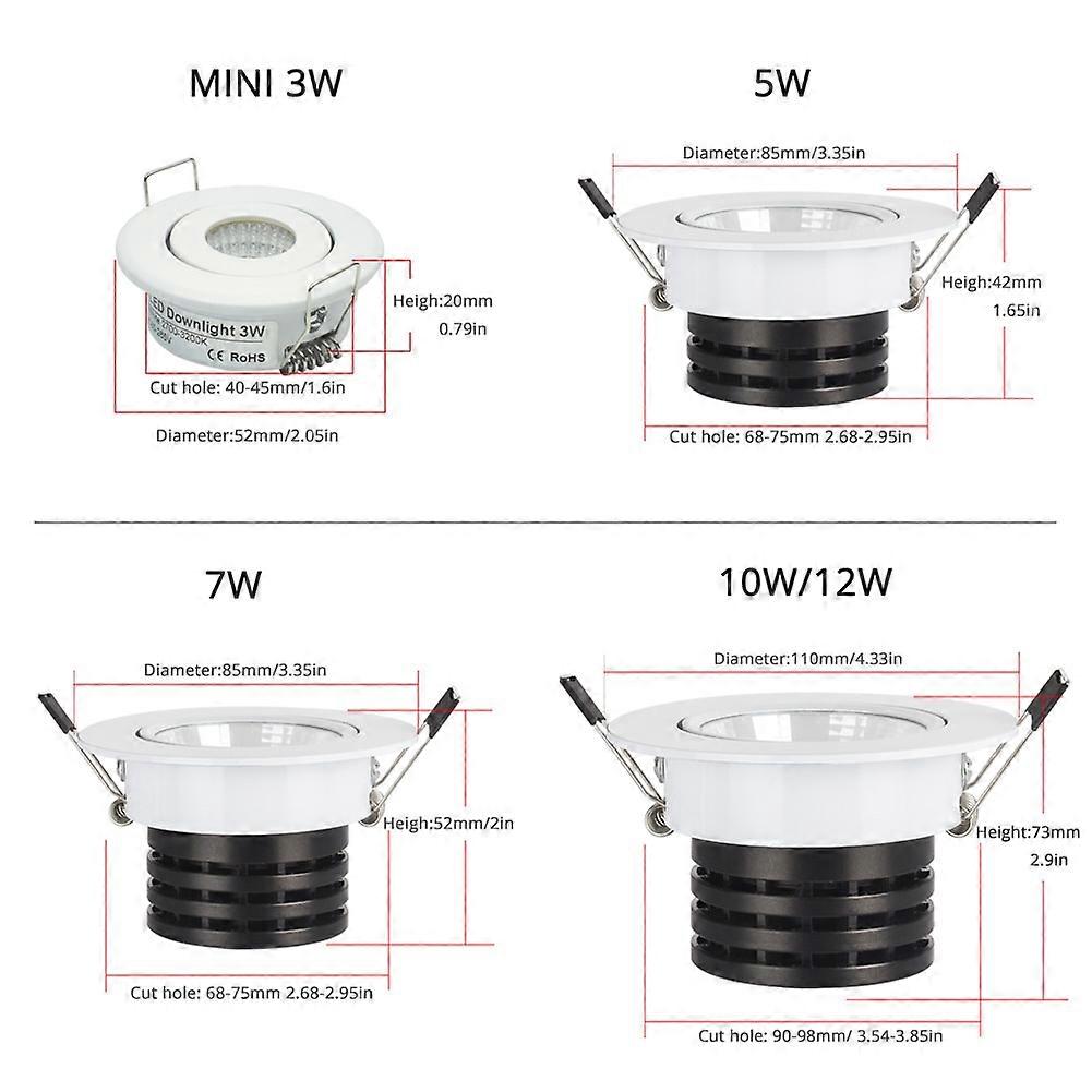COB Spot led Downlight it Dimbar Silver Vit Svart Profil mini 3W 5W 7W ...