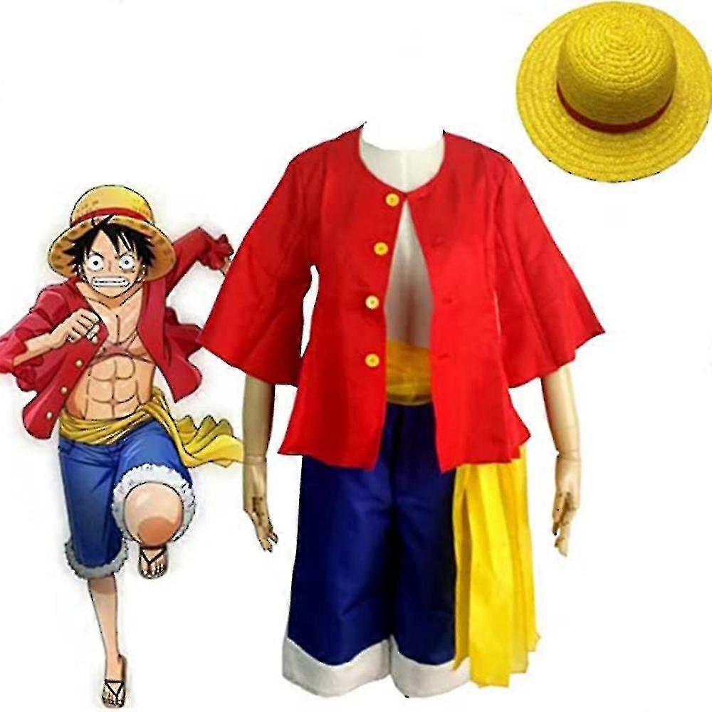One Piece Monkey D. Luffy Cosplay Costume Pirate Straw Hats Pirate ...
