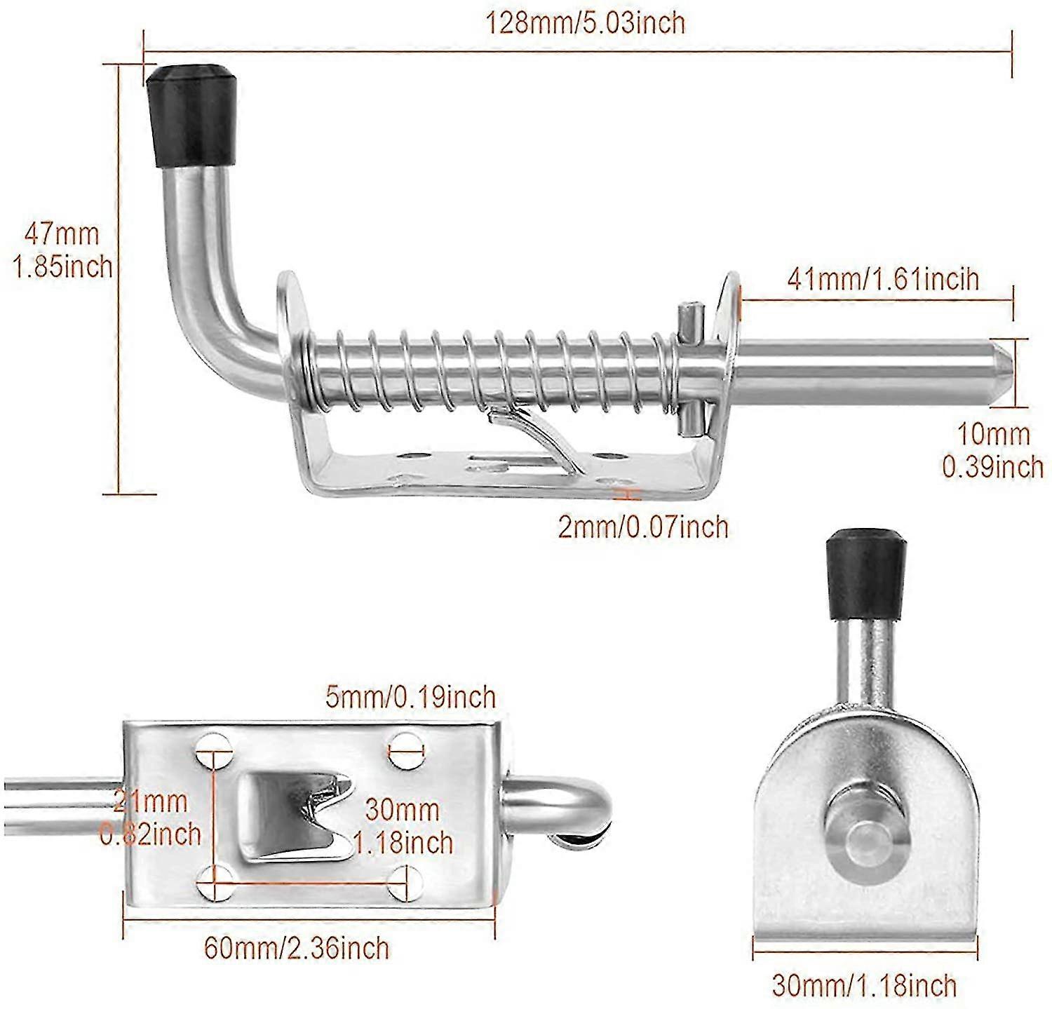 Stainless Steel Spring Latch 2 Pcs Garden Gate Latch Spring Latch Door ...