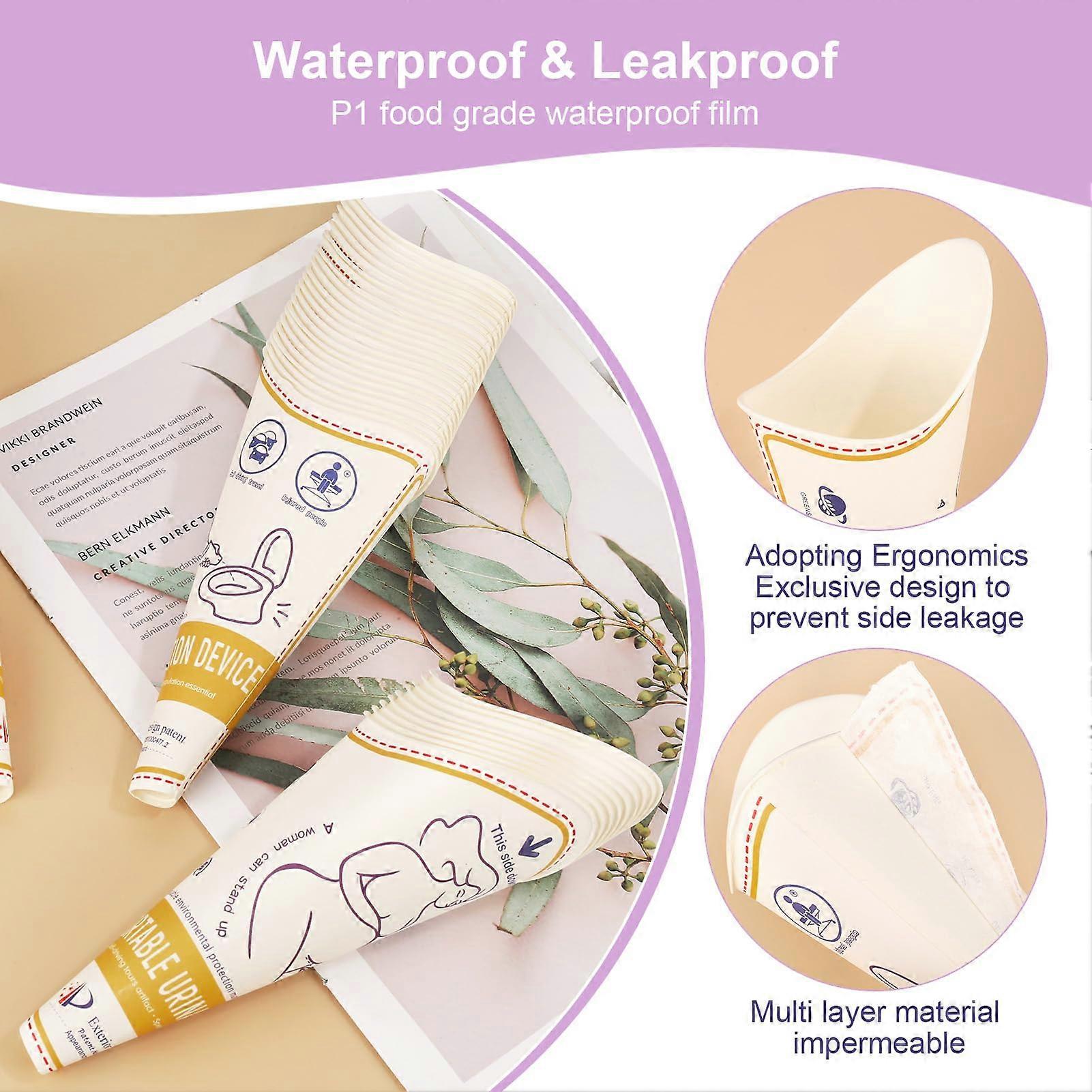 Pack of 50 Women's Urinals, Discreet On the Go Toilet Urinella for ...