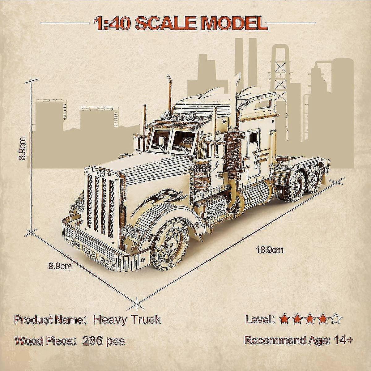 (heavy Duty Truck) Adult Car Wooden Model Kit - Truck Model Building ...