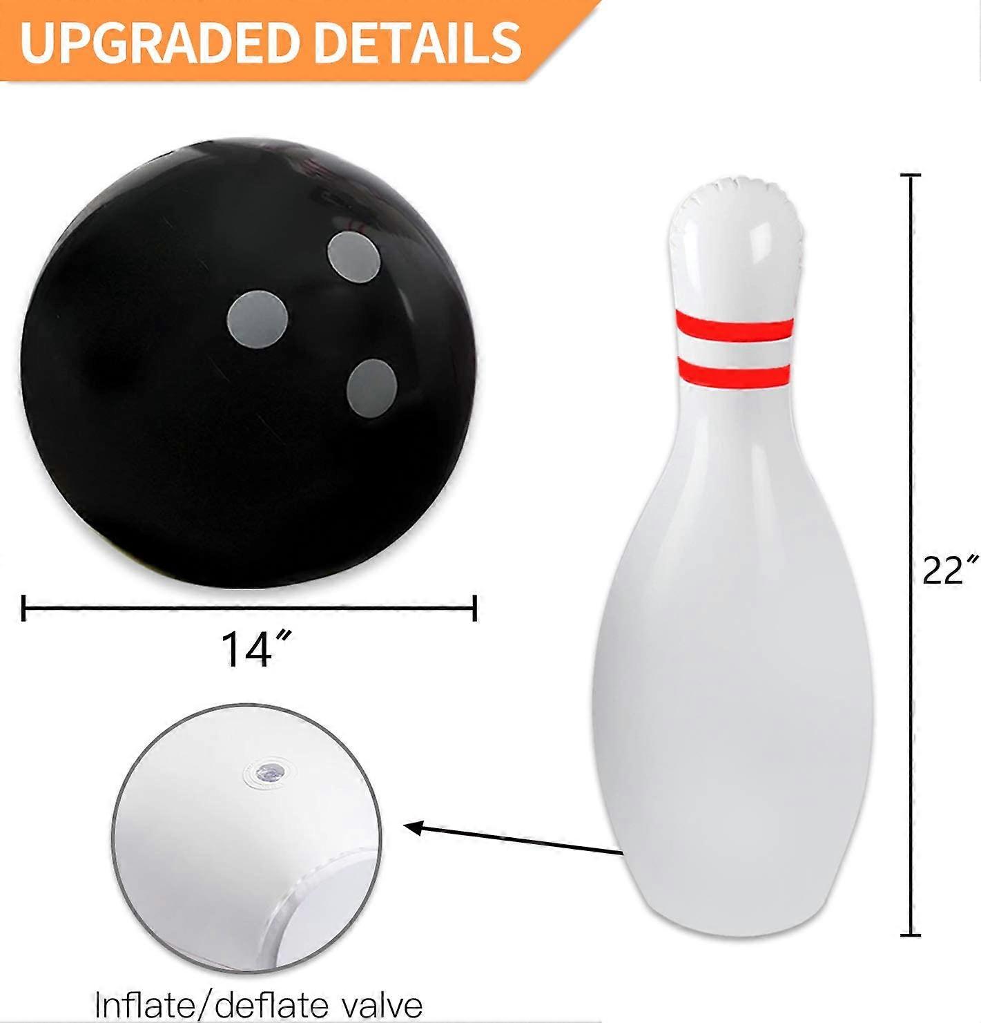 Giant Inflatable Bowling Set for Kids & Adults, One 14 Inches Ball with ...