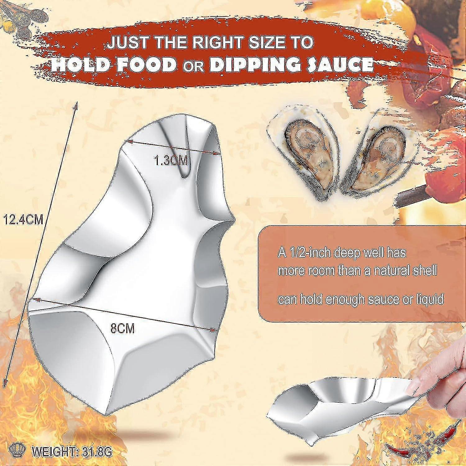 Set Of 24 Stainless Steel Grillable Oyster Shells Reusable Clam Shells ...