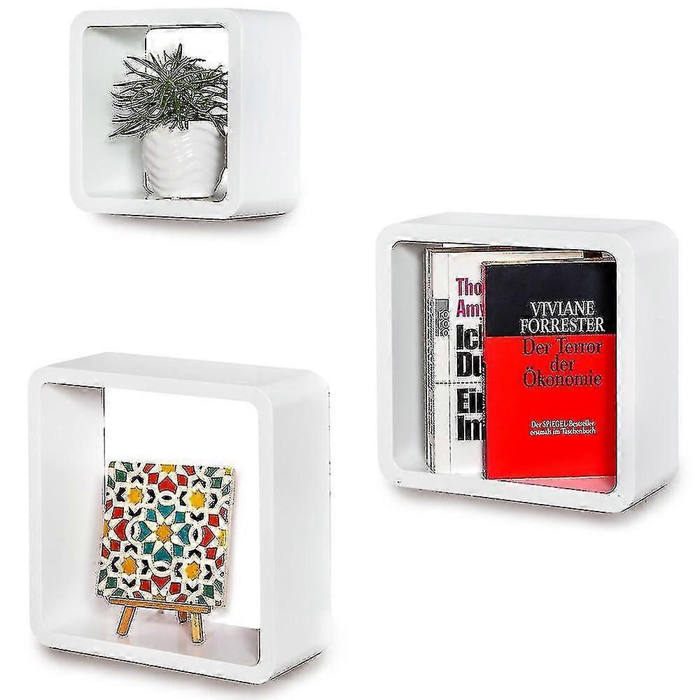 3 Floating Shelves Lena - White, Mdf Wood | Fruugo UK