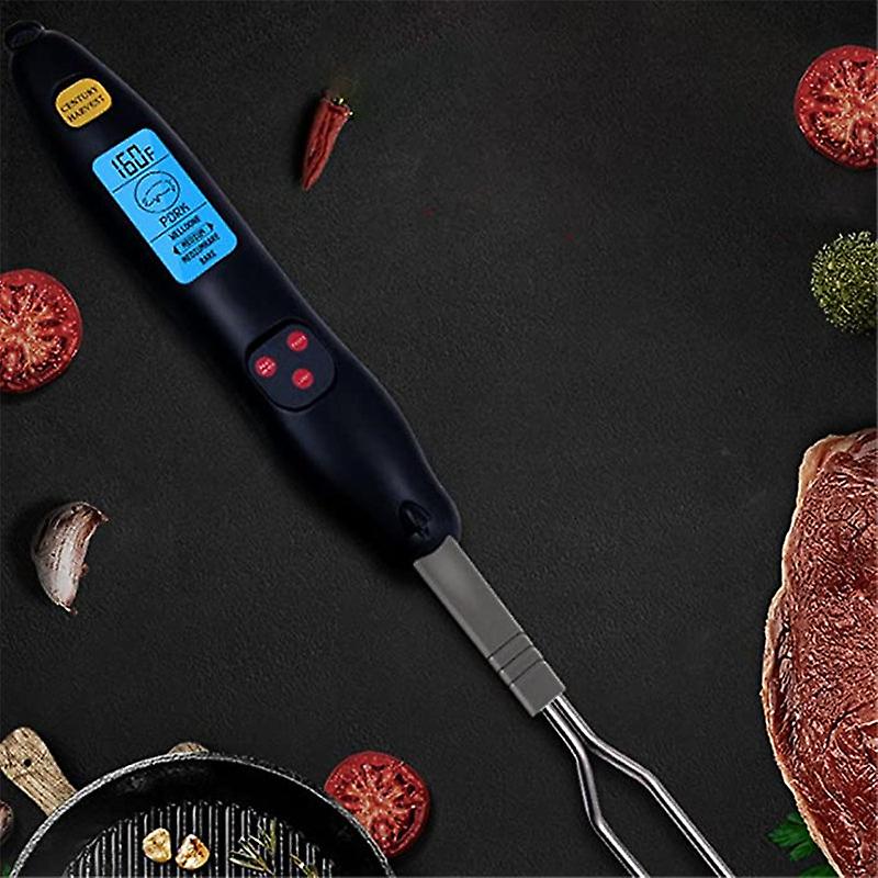 Light grill warm white fork with digital kitchen barbecue thermometer ...
