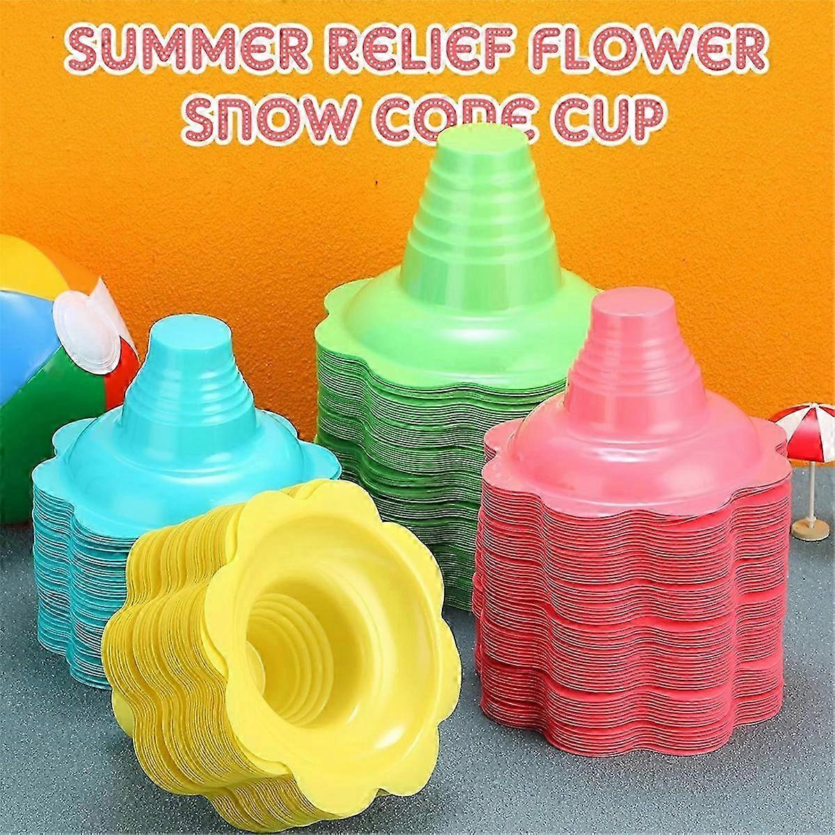 Colorful snow cone cups for summer treats - 4 oz leak proof shaved ice ...