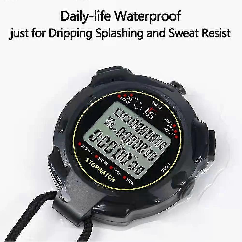 Digital Sports Stopwatch, 10Lap /Split Memory Stopwatch Count Down Timer, Large Display ...