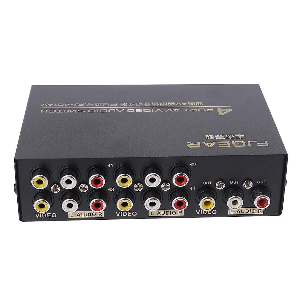 Powered RCA Splitter Box 4 in 1 Out Video Audio Distribution Signal ...