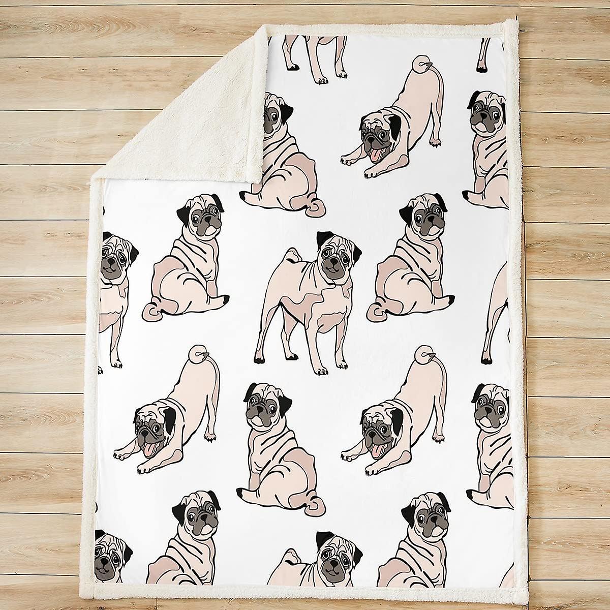 Mops Hund Kaste Tæppe Søde Pet Hunde Sherpa tæppe til børn D Animal ...