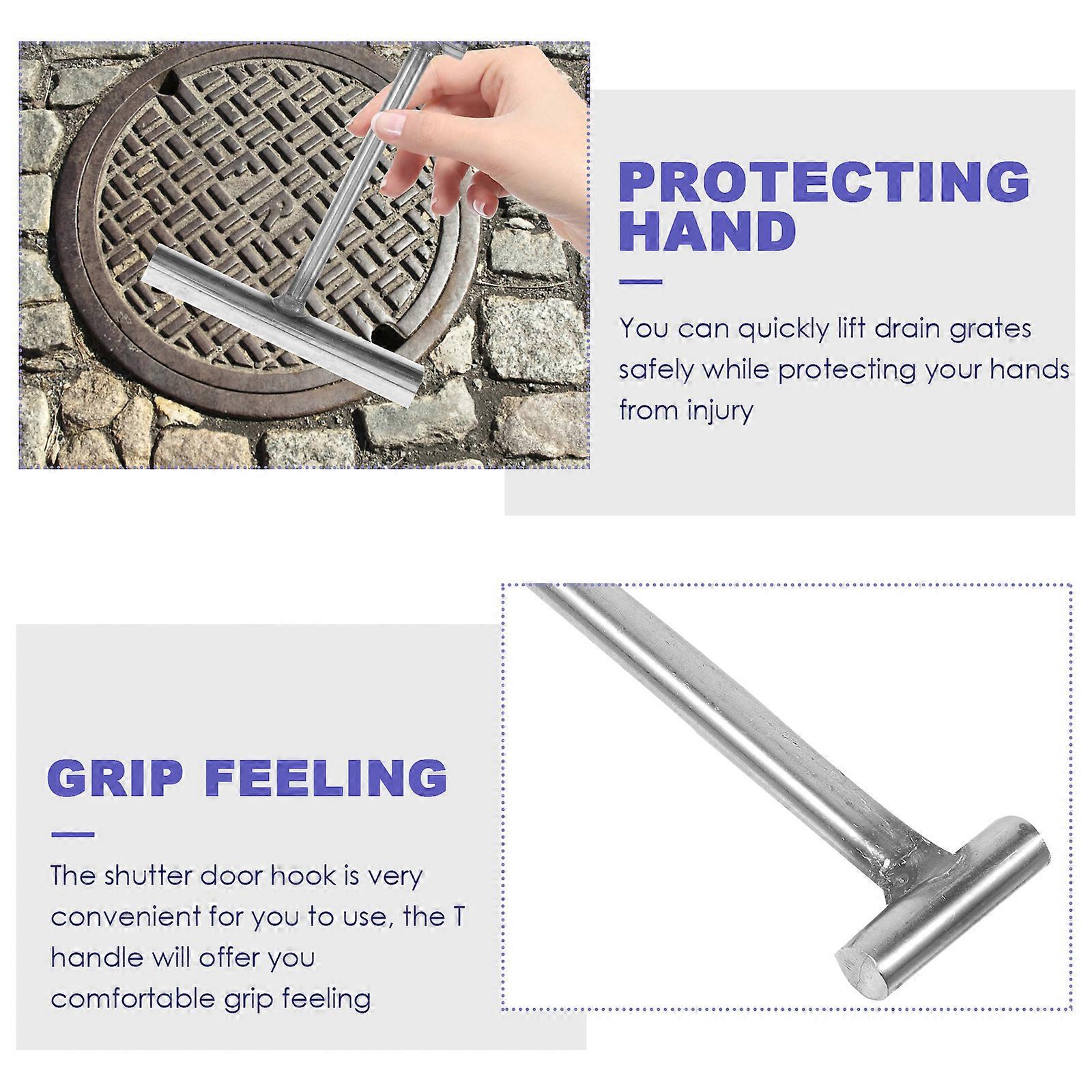 Outdoor Manhole Cover Lifter Hook Roll Up Door Hook Metal Manhole Cover ...