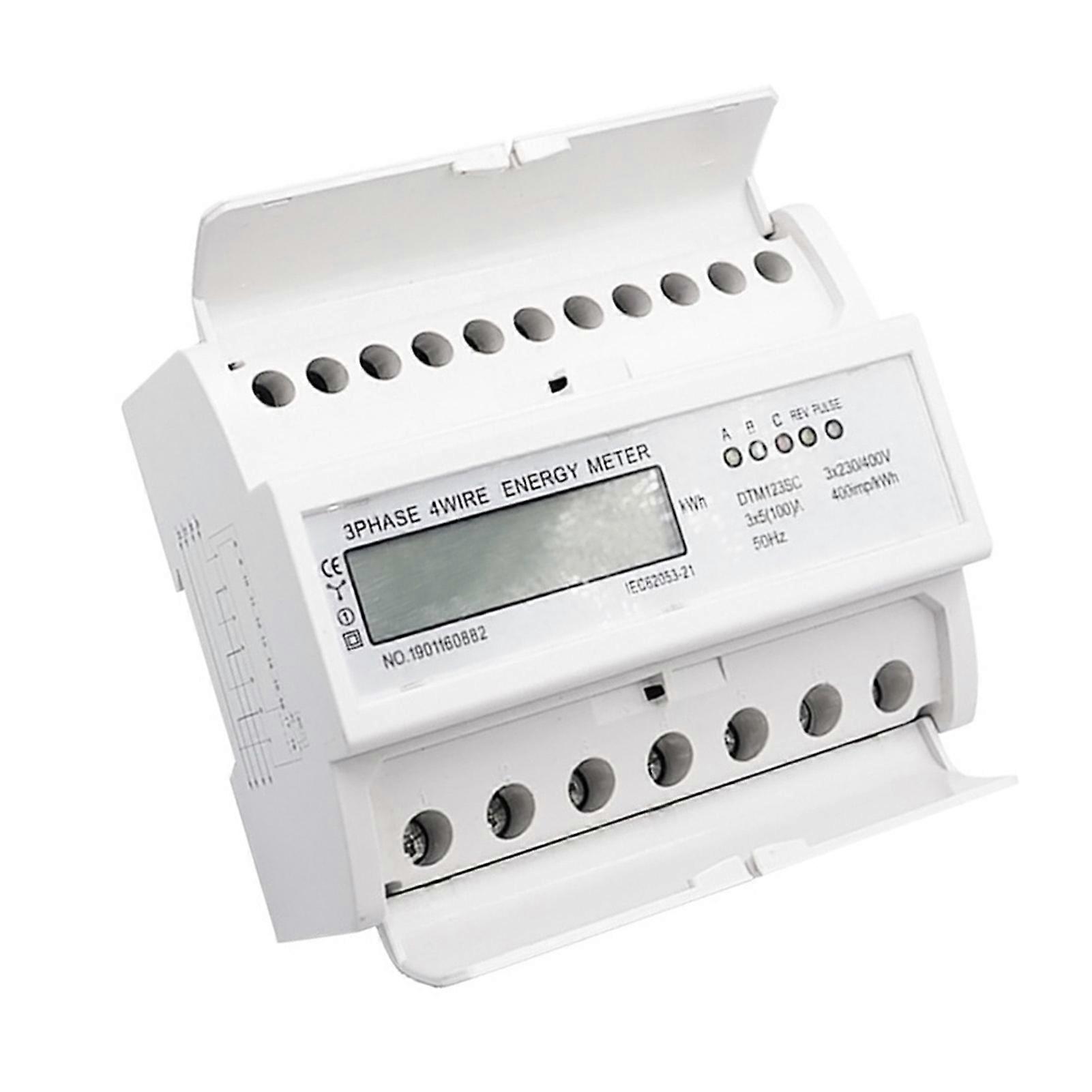 Digital 3 Phase Energy Meter LCD Display White ABS Housing 50Hz ...