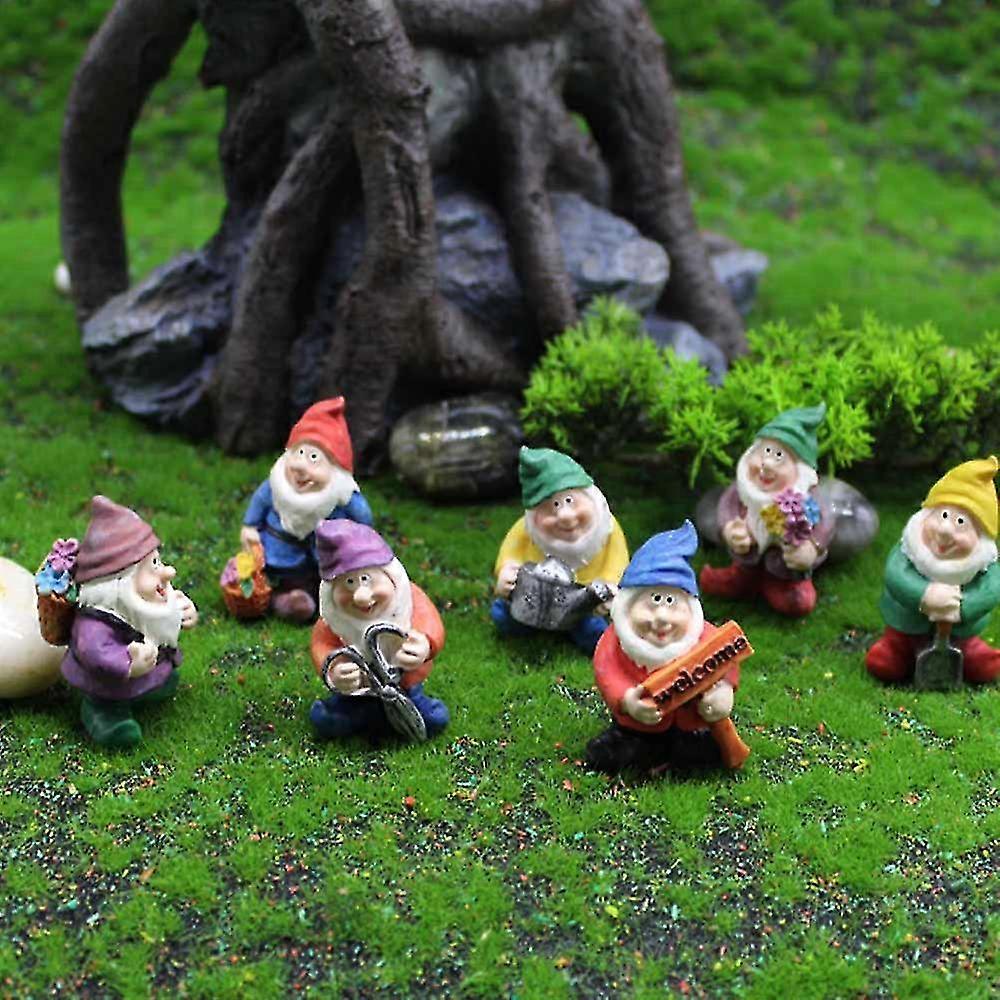 7 Pcs Gnome Resin Statues Garden Mini Dwarf Statues For Dining Table ...