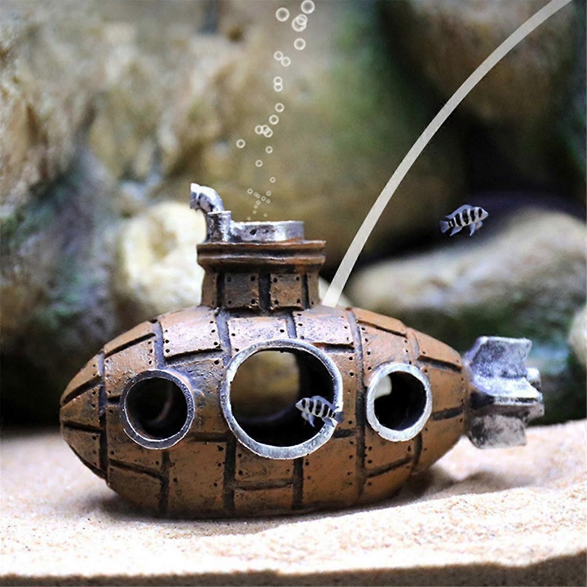 C Fish Tank Submarine Aquarium Decorative Housing Ornaments Submarine ...