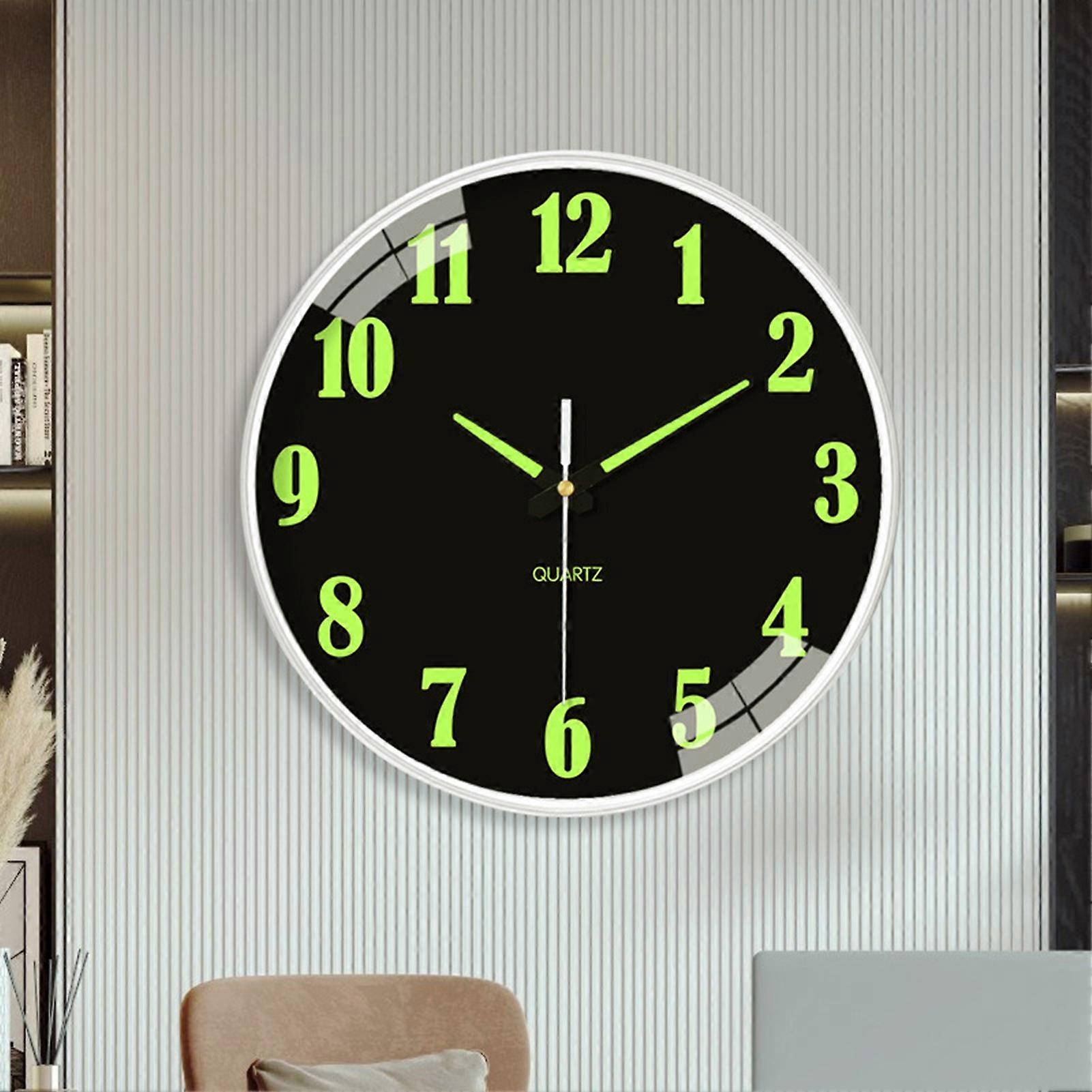 12 Inch Wall Clock Glow in The Dark Large Dial Battery Operated 30cm ...