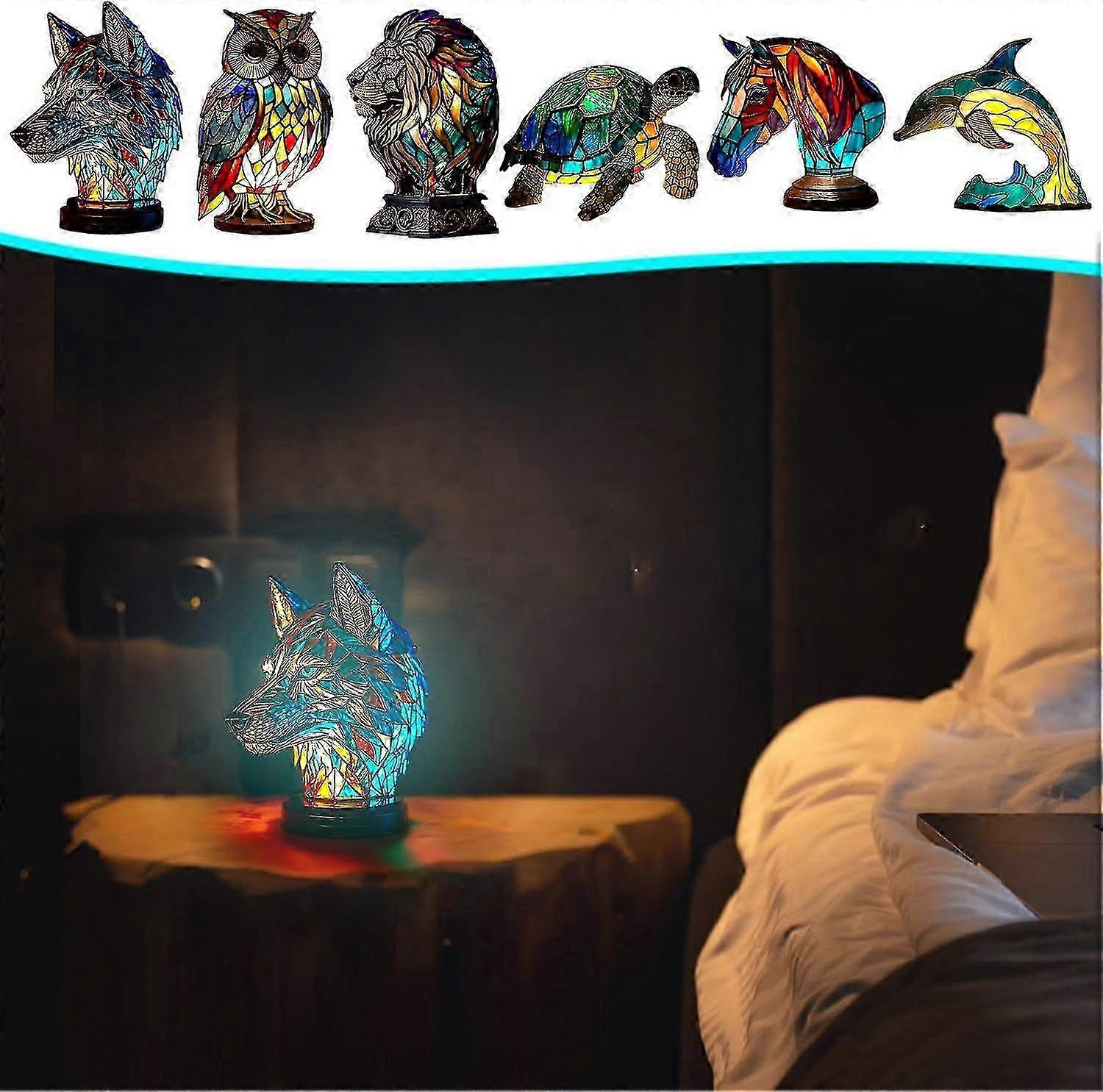 3d Vintage Animal Table Lamp, Resin Stacked Night Light, Bohemian Resin ...