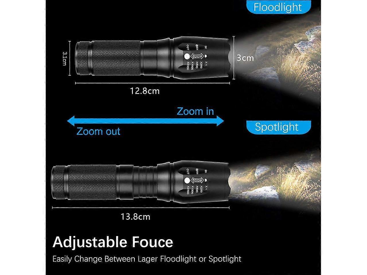 LED Flashlight Tactical Flashlight 5 Lights Modes Ultra-bright Zoom ...