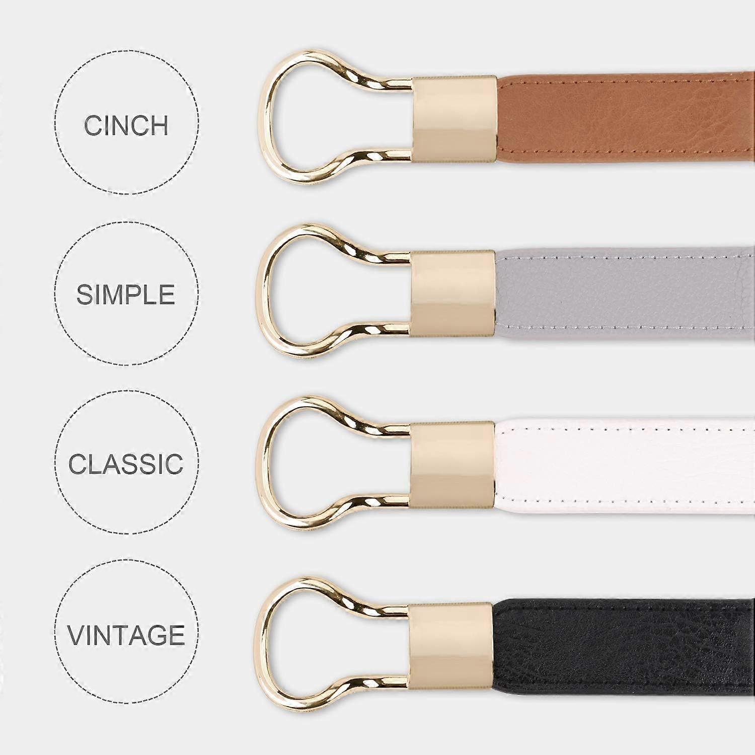 4 Pack Women Retro Elastic Stretchy Metal Buckle Skinny Waist Belt ...