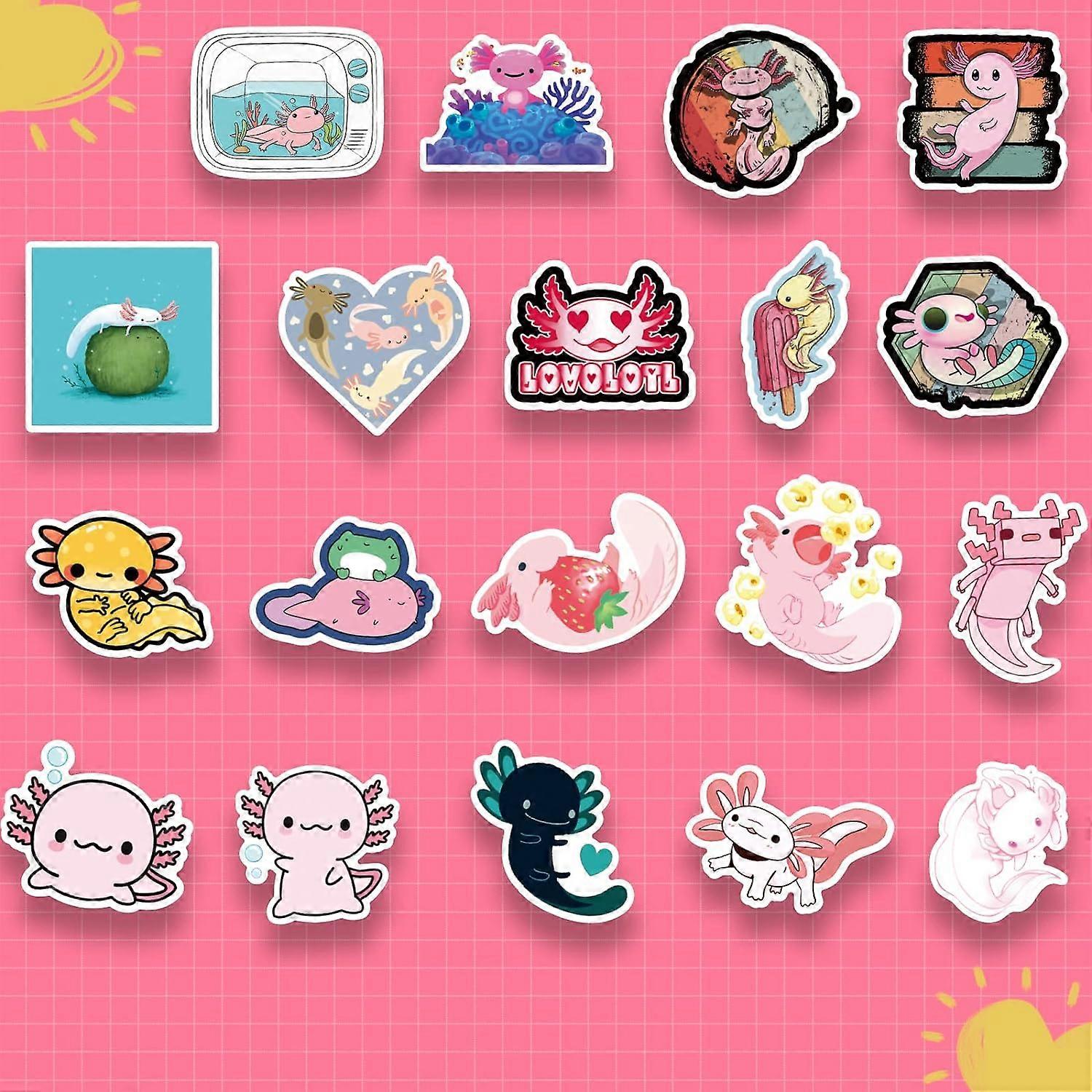 Axolotl Stickers,50 PCS Cute Axolotl Waterproof Stickers,Vinyl Stickers ...