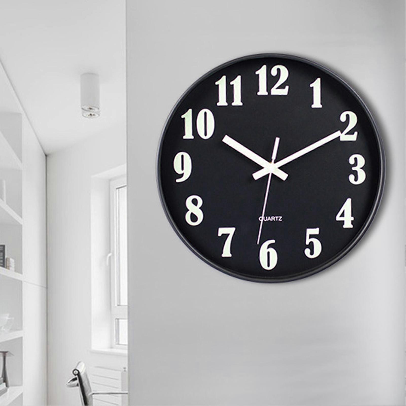 12-Inch Luminous Wall Clock Round Glow in The Dark Number Non Ticking ...