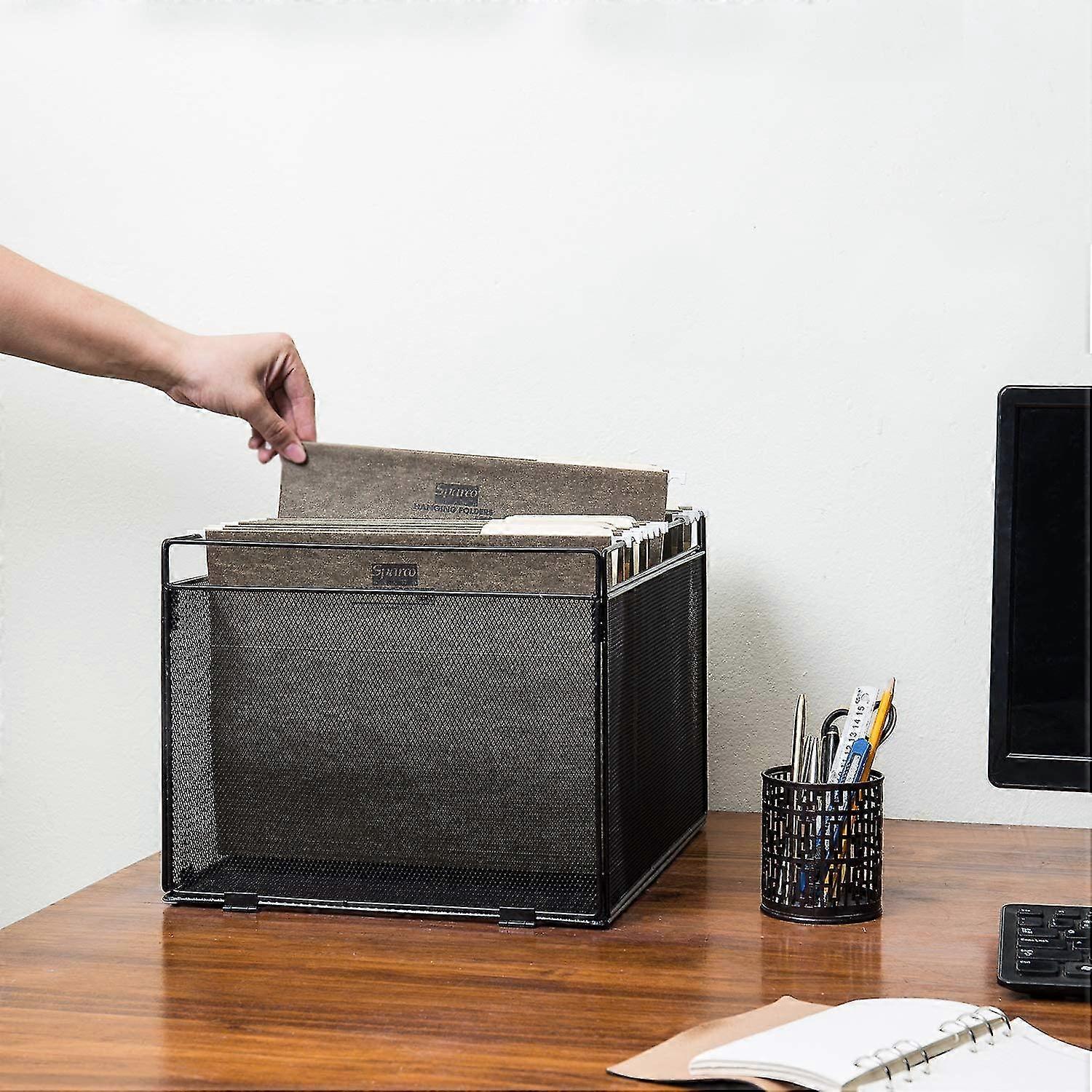 Mesh Metal File Crate Organizer Box | Fruugo UK